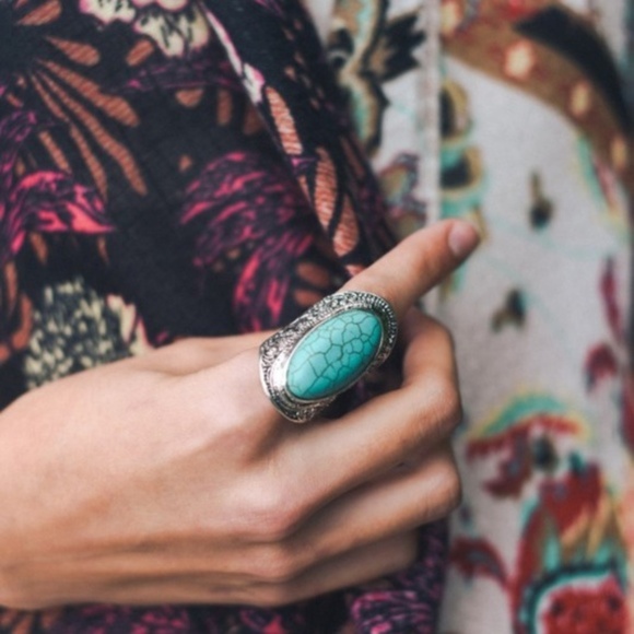 Shop Fig | Jewelry | Oversized Bohemian Filigree Turquoise Ring | Poshmark